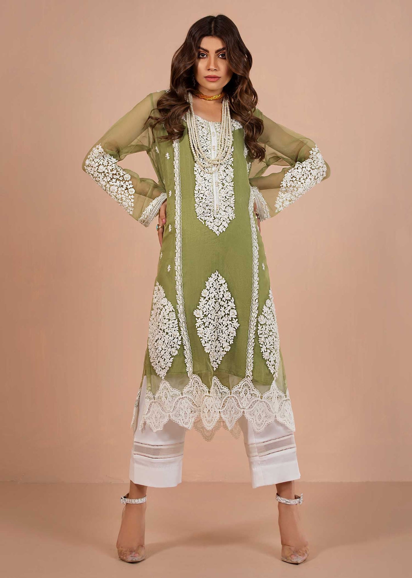 Dure Shahwar - Olive Green – Western.pk
