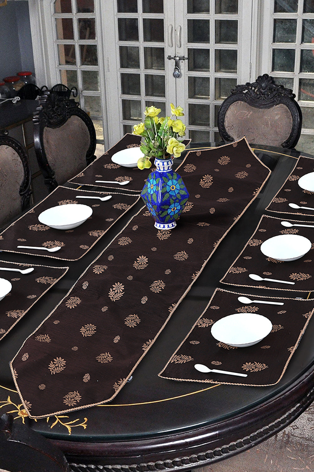 Nishat Linen - Chocolate Fudge Table Runner Set 5PC – Western.pk