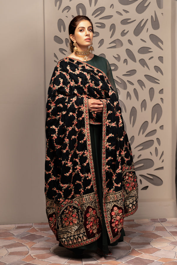 Adan's Libas - Cinder - Embroidered Velvet Shawl – Western.pk