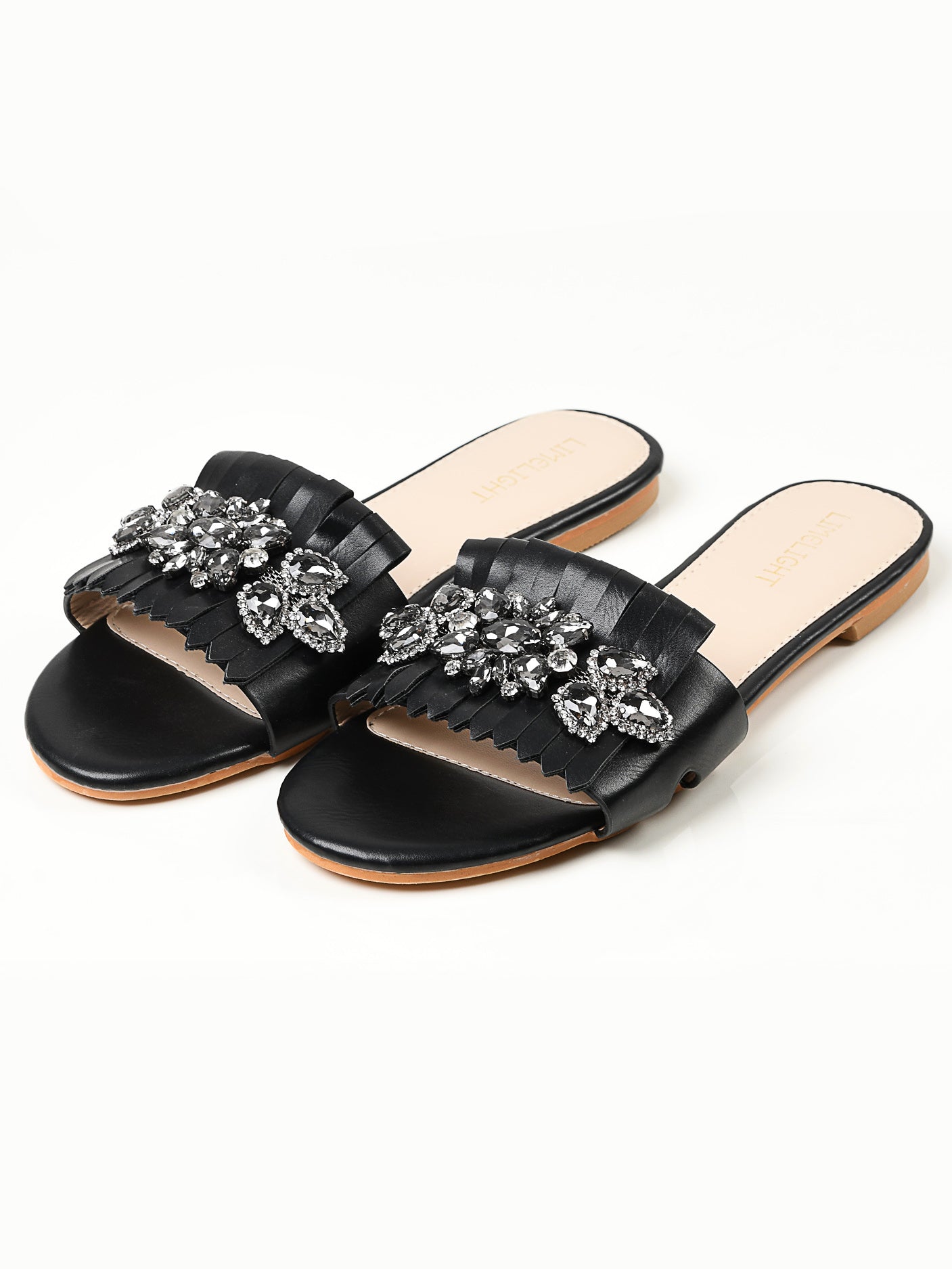 Limelight - Stone Fringe Slides - Black – Western.pk