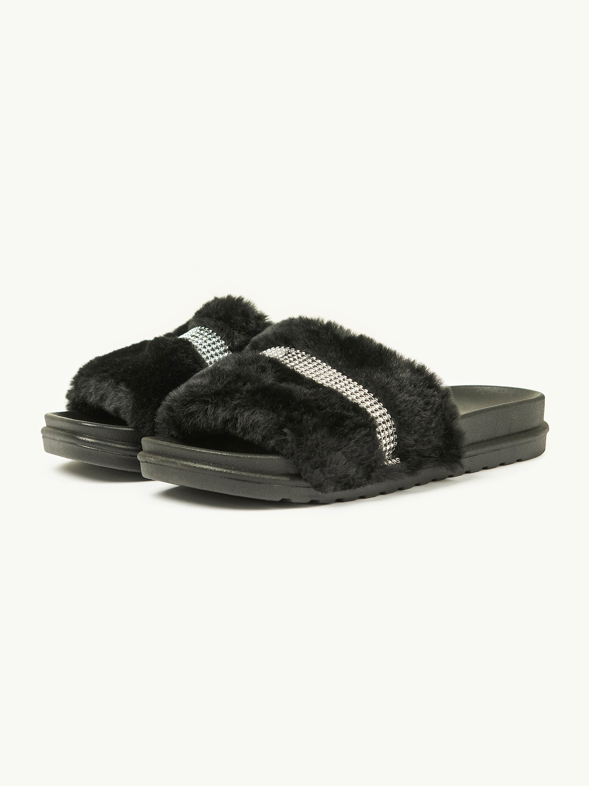 Limelight - Embellished Fur Sliders – Western.pk
