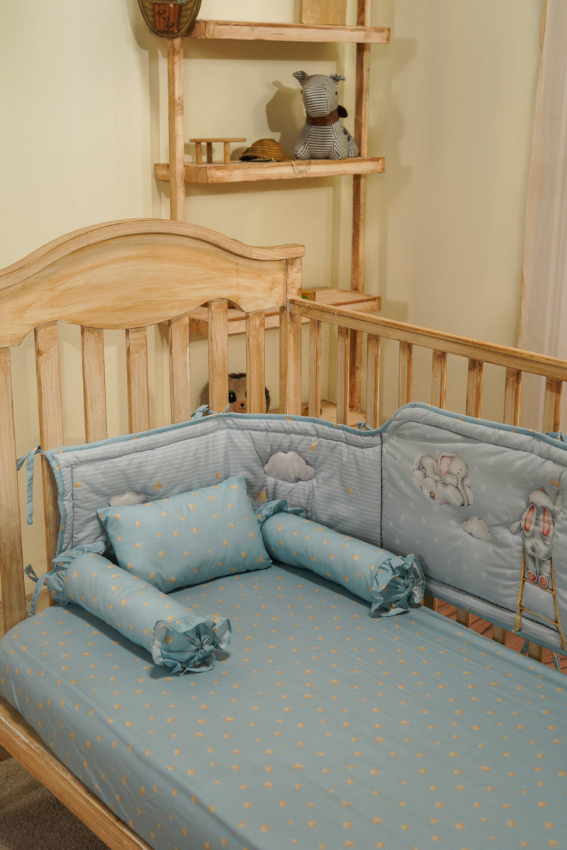 Sapphire - 6 Pcs Baby Cot Set - Tiny Stars – Western.pk
