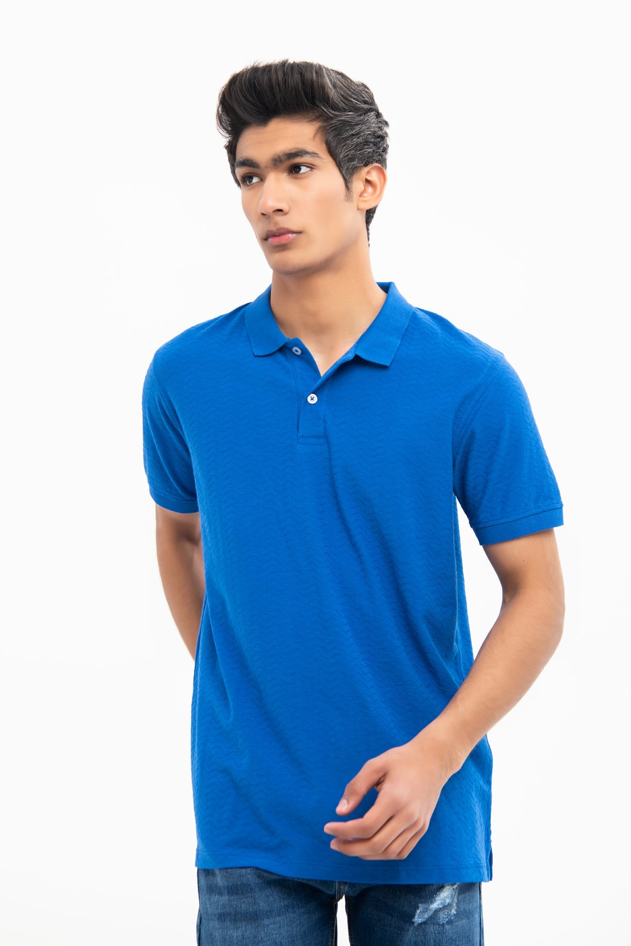 BTW - TEXTURED COTTON POLO SHIRT – Western.pk