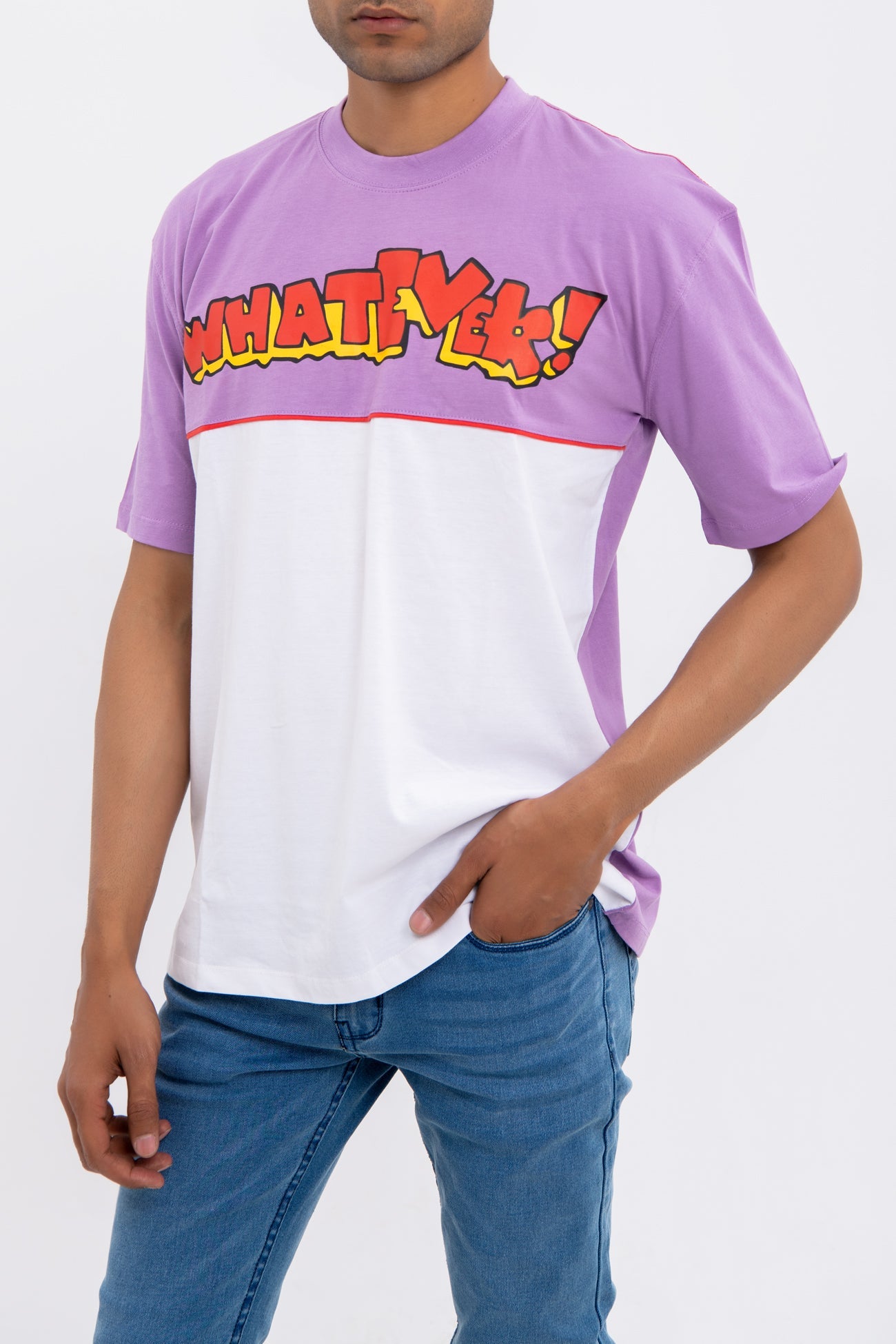 BTW - OVERSIZE COLOR BLOCK PRINTED T-SHIRT – Western.pk